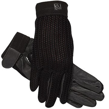 SSG Lycrochet Ultraflex Riding Gloves - Black | www.applesaddlery.com ...