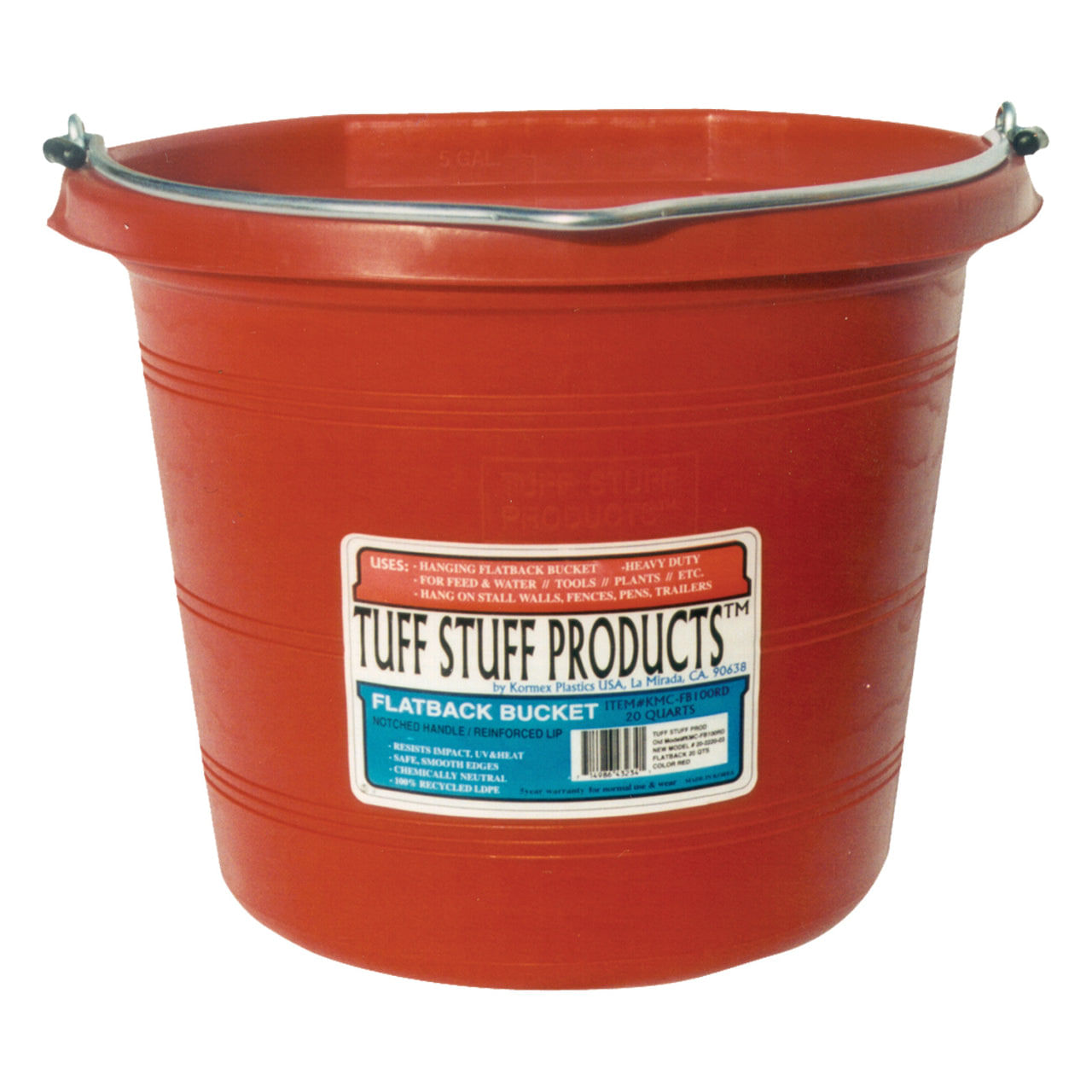 Tuff Stuff Flat 20qt Bucket-re Red