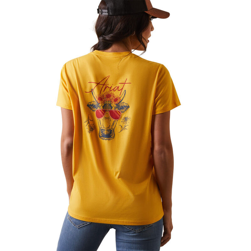 W Ariat Real Cool Cow Tee-yolk Yellow